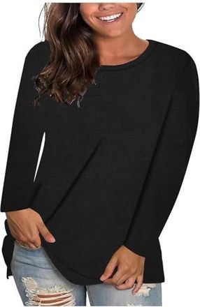 Generic T-shirts Femmes Manches Longues Décontracté Imprimé Chemise Mode Tricot Encolure Dégagée Tunique Tops Grande Taille Blouse Curvy Élégant T-shirts Prin