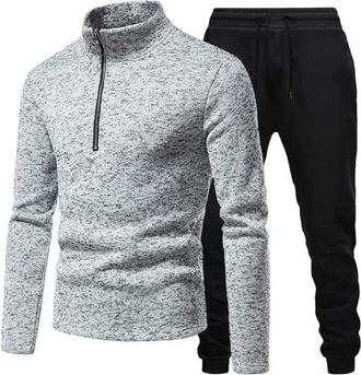 Generic Surv&ecirc;tement pour homme - Couleur unie - Demi-fermeture &eacute;clair - Col montant - Ensemble de v&ecirc;tements de sport d&eacute;contract&eacute;s - Haut de jogging - Pantalon
