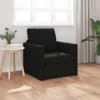 vidaXL Canap&eacute;-lit avec coussin Noir 74 x 77 x 81 cm tissu Vidaxl