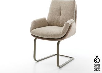 DELIFE Freischwinger Clea-Flex Materialmix Schlamm Freischwinger flach Effektfinish Titan, Esszimmerst&uuml;hle