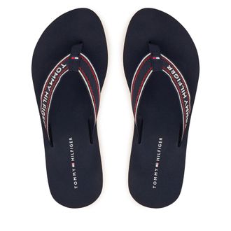 Tommy Hilfiger Zehentrenner Tommy Hilfiger Th Corporate Wedge Summer Sandal FW0FW09695 Dunkelblau