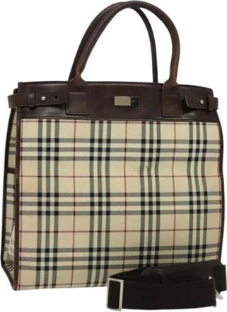 Burberry Pre-owned Toile sacs-main - Femme - Pre-owned - Beige - Taille: ONE Size