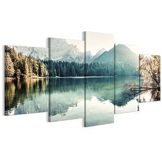 OEM Quadro Su Tela Italiana 100 X 50 Cm Pentattico - Stile Classico - Natura Quadro Su Tela Italiana 200 X 100 Cm Pentattico - Stile Classico - Natura
