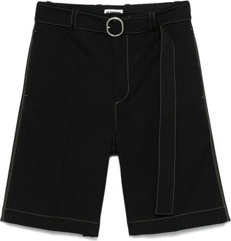 Jil Sander short à taille ceinturée - Noir