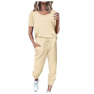 Generic V&ecirc;tements de sport pour femme - Style d&eacute;contract&eacute; - Couleur unie - Sweat - Pantalon - Col rond - Caract&eacute;ristiques : Ensembles pour femme - Pantalon de