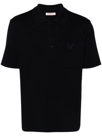 Valentino Garavani polo nervuré à détail V - Bleu