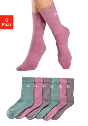 Active By Lascana Tennissocken LASCANA ACTIVE, Damen, Gr. 35/38, bunt (2x stone, 2x altrosa, 2x petrol), Baumwollmischung, unifarben, Socken Tennissocken, mit Frotte&eacute;, 
