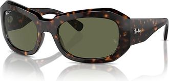 Ray-Ban Beate Sonnenbrillen Havana Fassung Grün Glas Polarisiert 56-20
