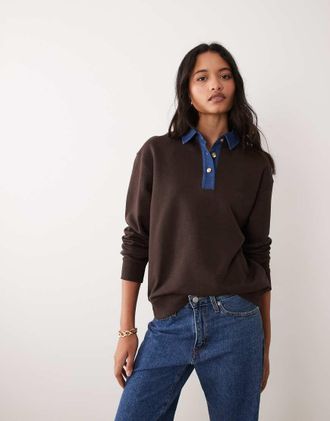 GANT polo rugby &eacute;pais marron