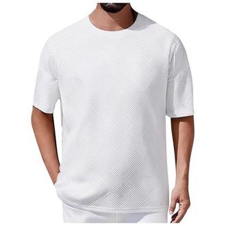 Generico T-shirt &agrave; manches longues pour homme avec col rond, pull d&eacute;contract&eacute; et chaud, blanc, 5X-Large