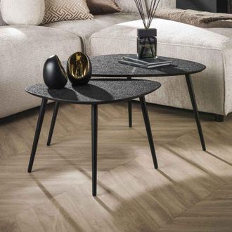 M&S Collection M&s - Lot de 2 tables basses galets 80 et 61 cm en bois et métal gris foncé