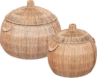 Atmosphera Atmosphera - Set aus 2 runden K&ouml;rben Balaya - Jute - Beige