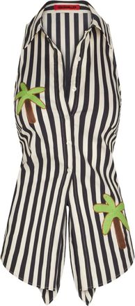 Simon Miller Loch Oberteil mit Palmen - Wei&szlig;