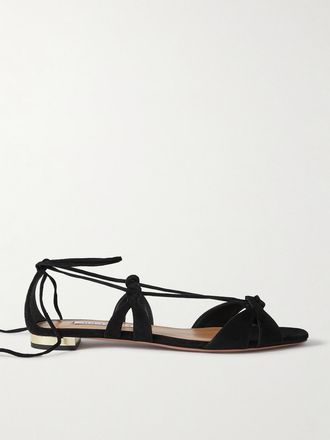 Aquazzura Cala Di Volpe Sandalen Aus Veloursleder - Schwarz