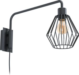 Eglo Wandlampe Tabillano 1, 1 flammige Wandleuchte Vintage, Industrial, Retro, Wandleuchte innen aus Stahl, Wohnzimmerlampe, Flurlampe in Schwarz, E27 Fass