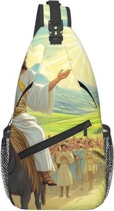 Generic Jesus Rides On A Donkey Sac &agrave; bandouli&egrave;re de voyage pour homme Sac &agrave; dos de randonn&eacute;e