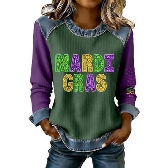 Generic Sweat-shirt graphique moderne &agrave; manches longues et col rond pour femme - L&eacute;ger - Manches longues, blanc, XXL