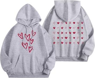 Generic Sweat &agrave; capuche imprim&eacute; tendance pour la Saint-Valentin 2026, gris clair, XXL