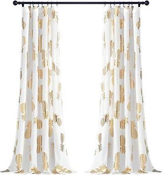 Lush Décor Ananas-Set Lange Fenstervorhänge, 132,1 x 213,4 cm, goldfarben