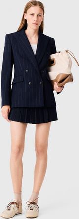 Maje Veste De Tailleur Crois&eacute;e - Bleu Marine - Maje