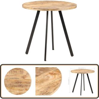 vidaXL Vidaxl - Table de salle à manger 80 cm Bois de manguier brut - Table à Manger Industrielle - Table Basse Ronde - Table En Bois Massif - Table à