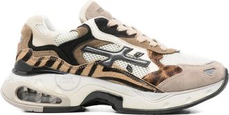 Premiata Sharky-D Sneakers mit Tiger-Print - Nude
