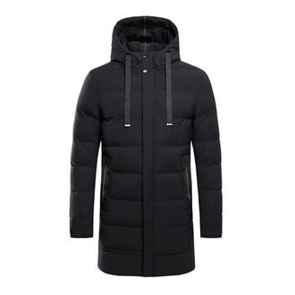 Generic Veste dhiver à capuche pour homme - Élégante - Classique - Confortable - Longueur moyenne - Fermeture éclair - Chaude - Rembourrée - Pour les voyages 