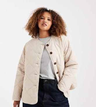 New Look Plus New Look Curve - Veste matelass&eacute;e douce au toucher - Taupe-Neutre