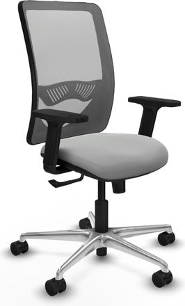 Piqueras y Crespo Hellgrauer Stuhl Zulema mit 2D-Armlehnen, h&ouml;henverstellbare Lendenwirbelst&uuml;tze. Ausgestattet mit 3 Positionen und Schneidschaum. Mit Rollen von 65 mm 