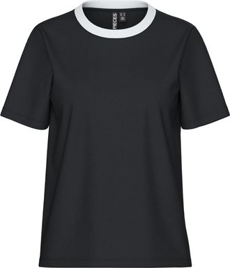 Pieces Damen Pcria Ss Solid Tee Noos Bc T-Shirt 17140802,Schwarz,XS