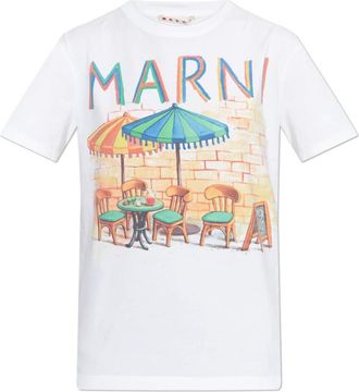 Marni Femme, Tops, Blanc, Taille: 34 FR Logo T-Shirt
