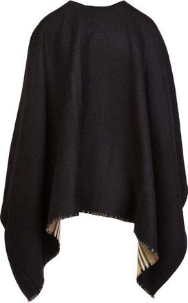 Burberry Reversible Icon Stripe Wool Cape - Black