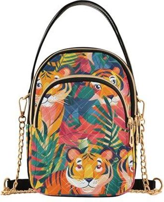 Mnsruu Sac à bandoulière pour femme, motif tigre coloré de la jungle, sac à main, petit sac à bandoulière avec sangle réglable