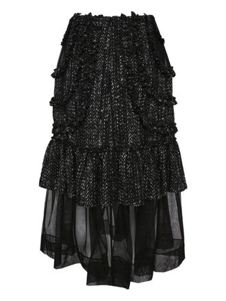 Simone Rocha Patchwork-Midirock mit R&uuml;schen - Schwarz