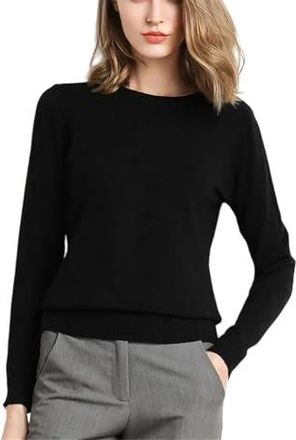 Generic Pull fin &agrave; col rond pour femme - En laine cachemire - Pour lhiver - Manches longues, C112, L
