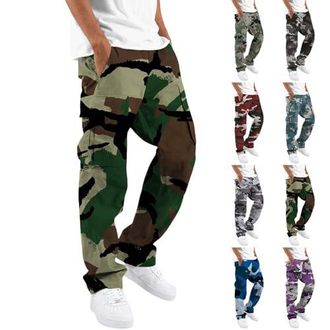 Generic Pantalon cargo pour homme - Pantalon de jogging cargo d&eacute;contract&eacute; - Pantalon de travail pour homme - Taille &eacute;lastique - Pantalon dentra&icirc;nement avec pl