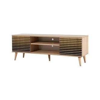 Dmora Fernsehschrank Amalthea, St&auml;nder f&uuml;r Wohnzimmerfernseher, Niedriges Wohnzimmer-Sideboard, TV-St&auml;nderbasis, 140x40h50 cm, Eiche