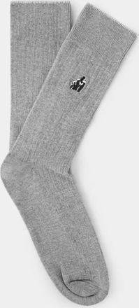 Mango Chaussettes coton broderie animal gris chin&eacute; clair - Homme - 40-42 - MANGO MAN