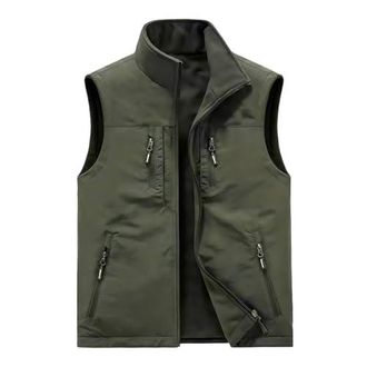 Generic Veste sans manches surdimensionn&eacute;e avec poches pour homme, d&eacute;contract&eacute;e, l&eacute;g&egrave;re, Vert, 4XL