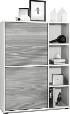 Vladon Highboard Schrank Anrichte Cuba mit 8 F&auml;chern, Made in Germany, Korpus in Wei&szlig; matt/Fronten in Avola-Anthrazit