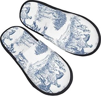 Generic Pantoufle Maison Motif Toile Unique Bleu Hiver Pantoufles Antid&eacute;rapantes Hiver Chaussures Chaudes Confortable Chaussons Maison Pour Voyages Maison Cam