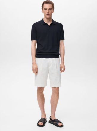 Mango Polo maille côtelée bleu marine - Homme - XXL - MANGO MAN
