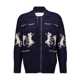 Baziszt Baziszt, Homme, Pulls, Bleu, Taille: L Cardigan en cachemire &agrave; souris