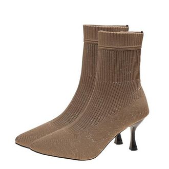 Generic Bottines Chelsea en tricot extensible &agrave; bout pointu confortables et respirantes pour femme - Pour lautomne et lhiver, kaki, 40.5 EU