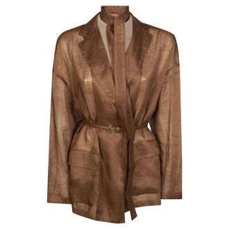 Max Mara Femme, Vestes, Brun, Taille: 38 FR Mstfatto Giacca Ramie + Cintura