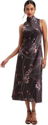 Ted Baker Anuta Midikleid f&uuml;r Damen, Wasserfallausschnitt (Schwarz)