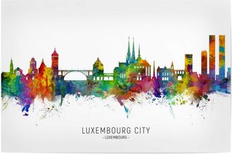 artboxONE Poster 60x40 cm Städte Luxembourg City Skyline txt - Bild Luxembourg City Luxembourg Luxembourg City