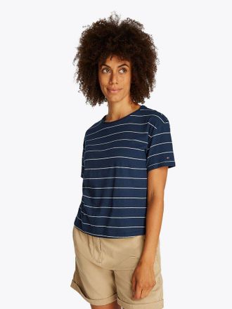Tommy Hilfiger Kurzarmshirt MODERN CO LINEN C-NK SS mit Streifenmuster,k&uuml;hlendes Premium Leinen