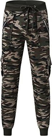 Generic Pantalon cargo doubl&eacute; en polaire pour homme - Pantalon de jogging chaud &agrave; jambe droite - Pantalon de travail cargo, a-vert kaki, XXL