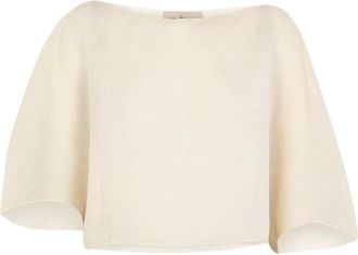 Cortana Femme, Blouses et Chemises, Blanc, Taille: 42 FR Haut en Ramie &agrave; Manches Papillon